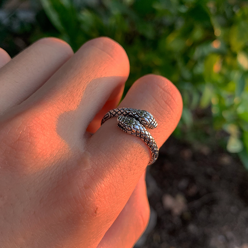 Silver Two Headed Snake Ring
